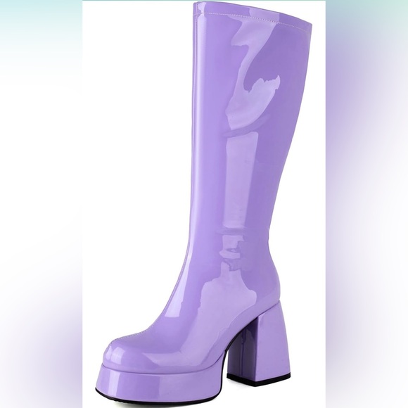 Shoes | Purple Patent Leather Platform Gogo Boots With Chunky Heel ...
